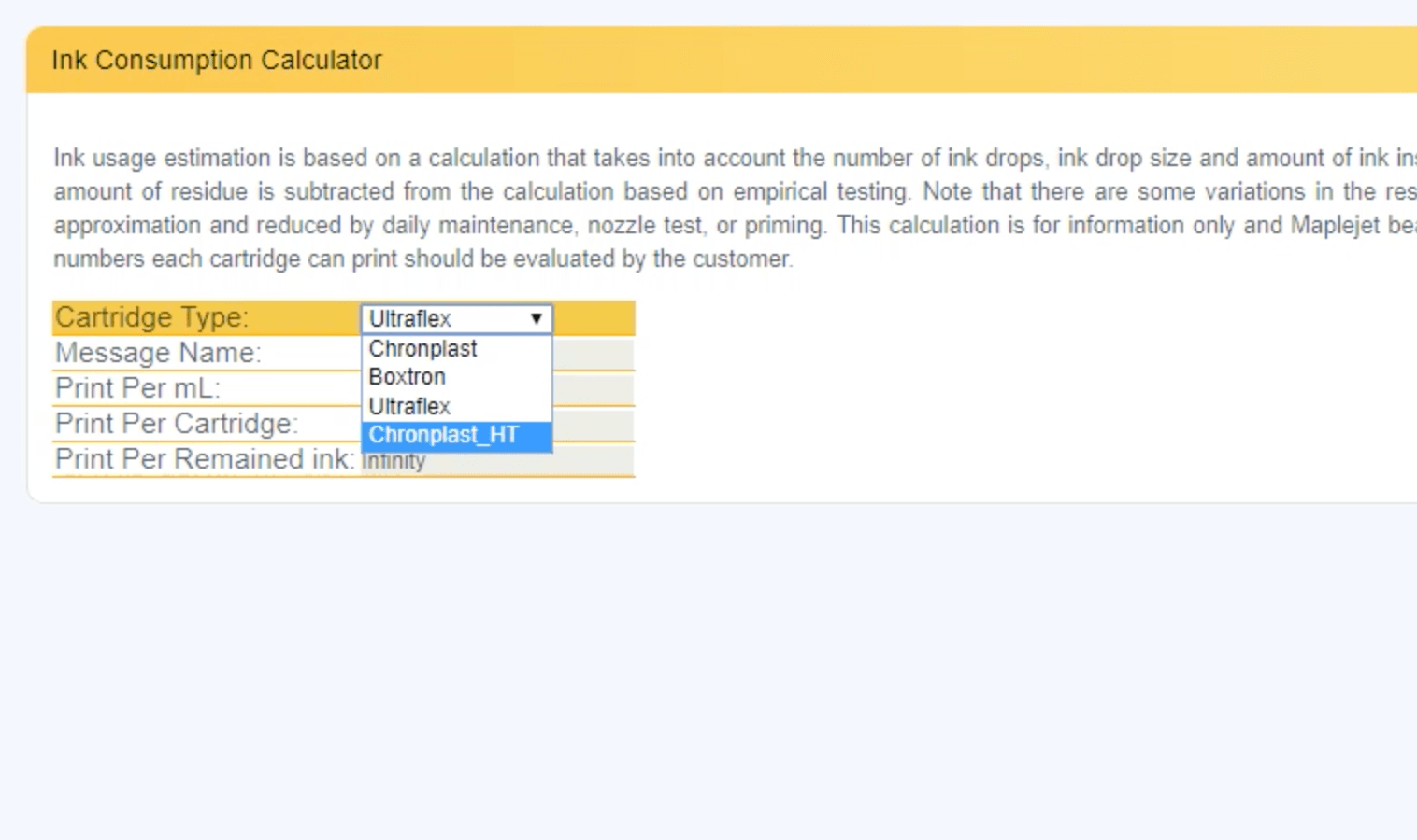 Ink Consumption Calculator a new added feature to Hx Manager